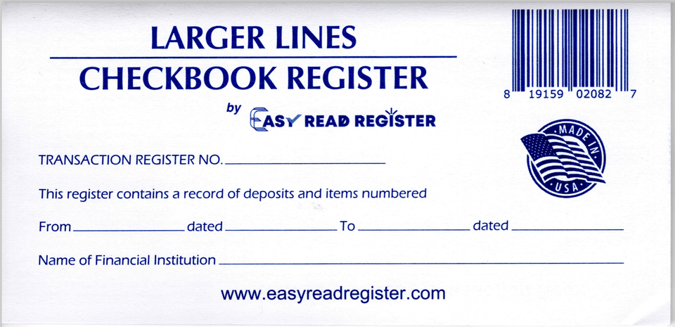 10 Larger Lines Checkbook Registers 2024-2025-2026 Calendars Check Book ...