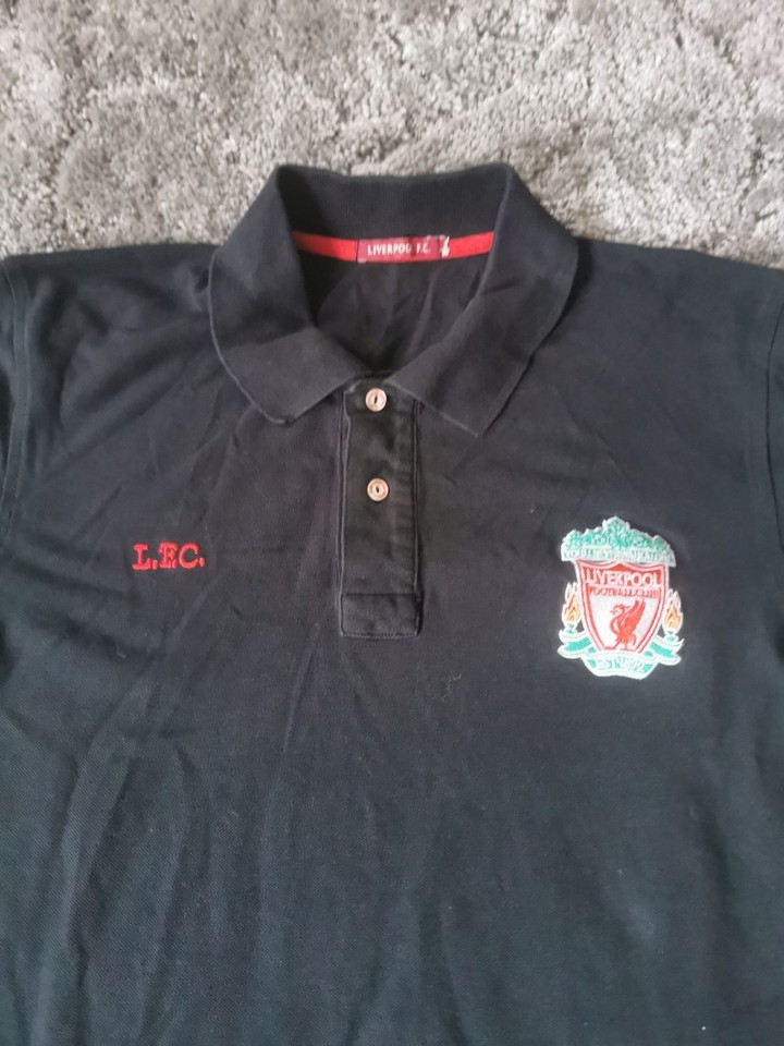 Liverpool FC Polo Shirt Men's M Black and Red Golf Short Sleeve | eBay