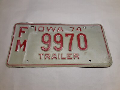1974 Iowa Trailer license plate | eBay