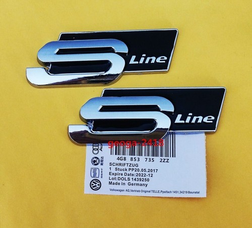 2Pcs Black S Line Rear Boot Badges Side Decals Emblems SLine Fit Audi ...