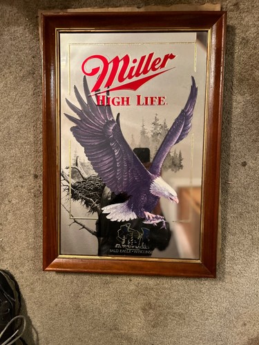 miller high life beer mirror eagle exc con | eBay
