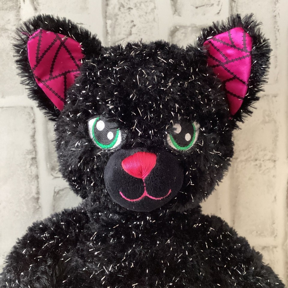 Build a Bear Night Magic Kitty Cat Plush Black Silver Pink Sparkle ...