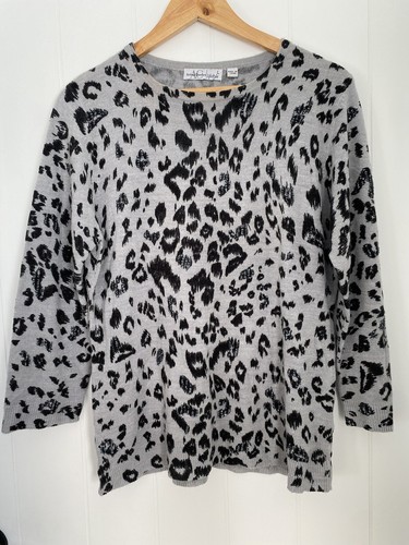 ANTHEA CRAWFORD Size L Grey Animal Print Sequence Jumper | eBay