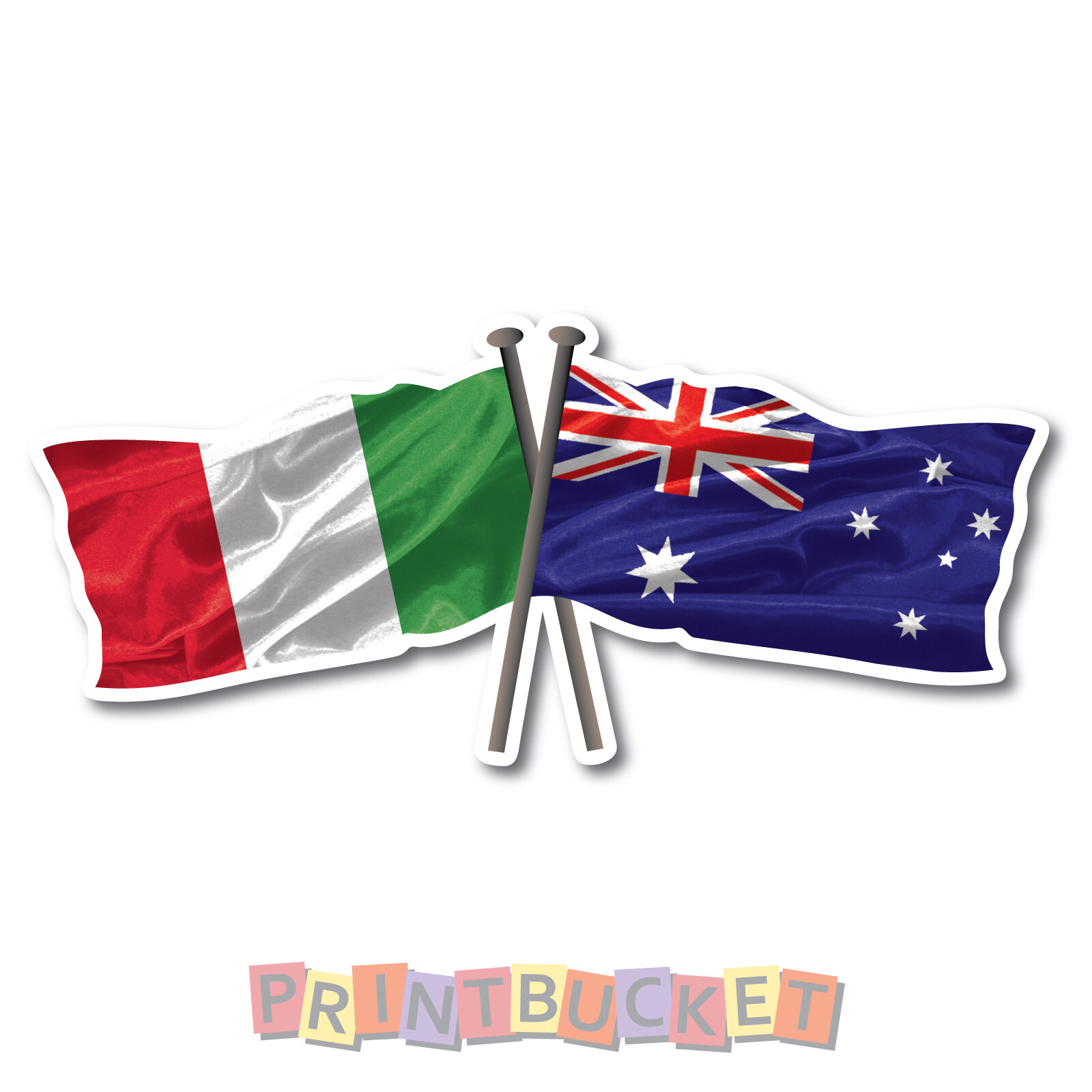 Italy & Aussie Flag sticker 180mm quality water & fade proof vinyl ...