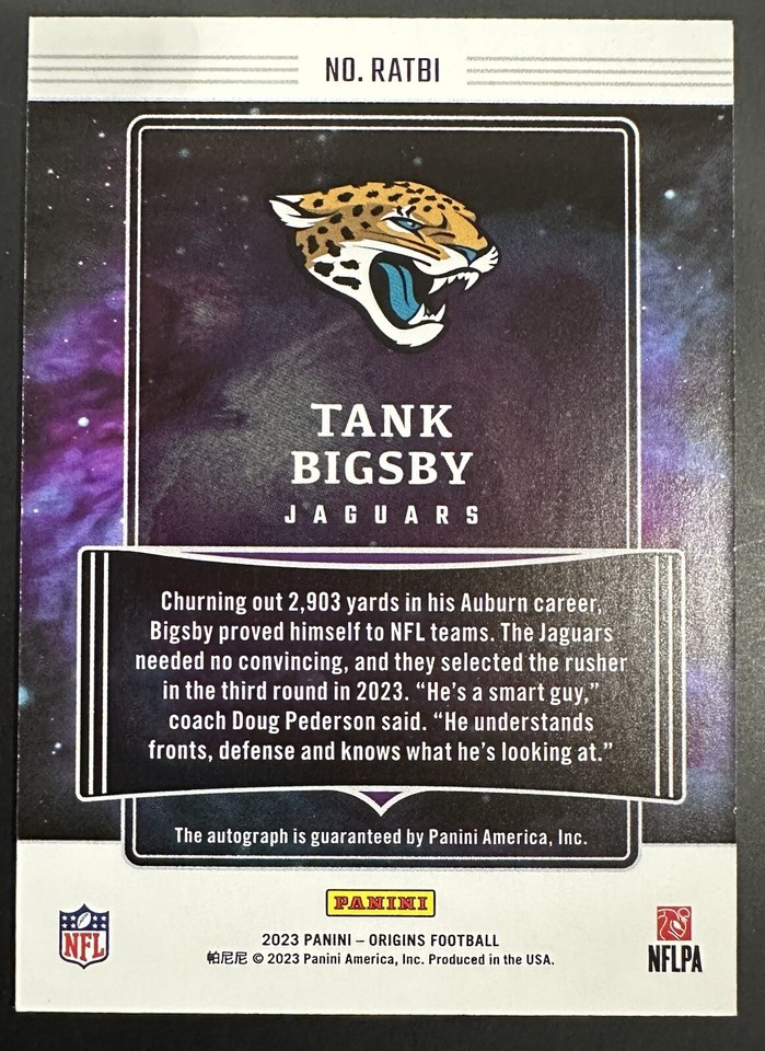 2023 Panini Origins Tank Bigsby Rookie Autographs Auto RC #RATBI 🔥🔥🔥 | eBay