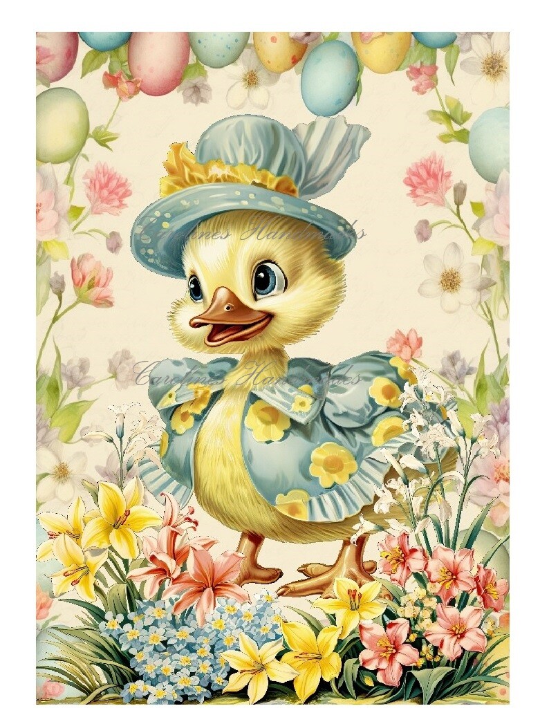 Cute Vintage Easter Ducks A MULTI-SIZE SET Cotton Fabric Quilt Blocks ...