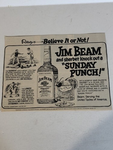 Jim Beam vintage 1977 Print Ad Advertisement Ripley’s Believe It Or Not ...