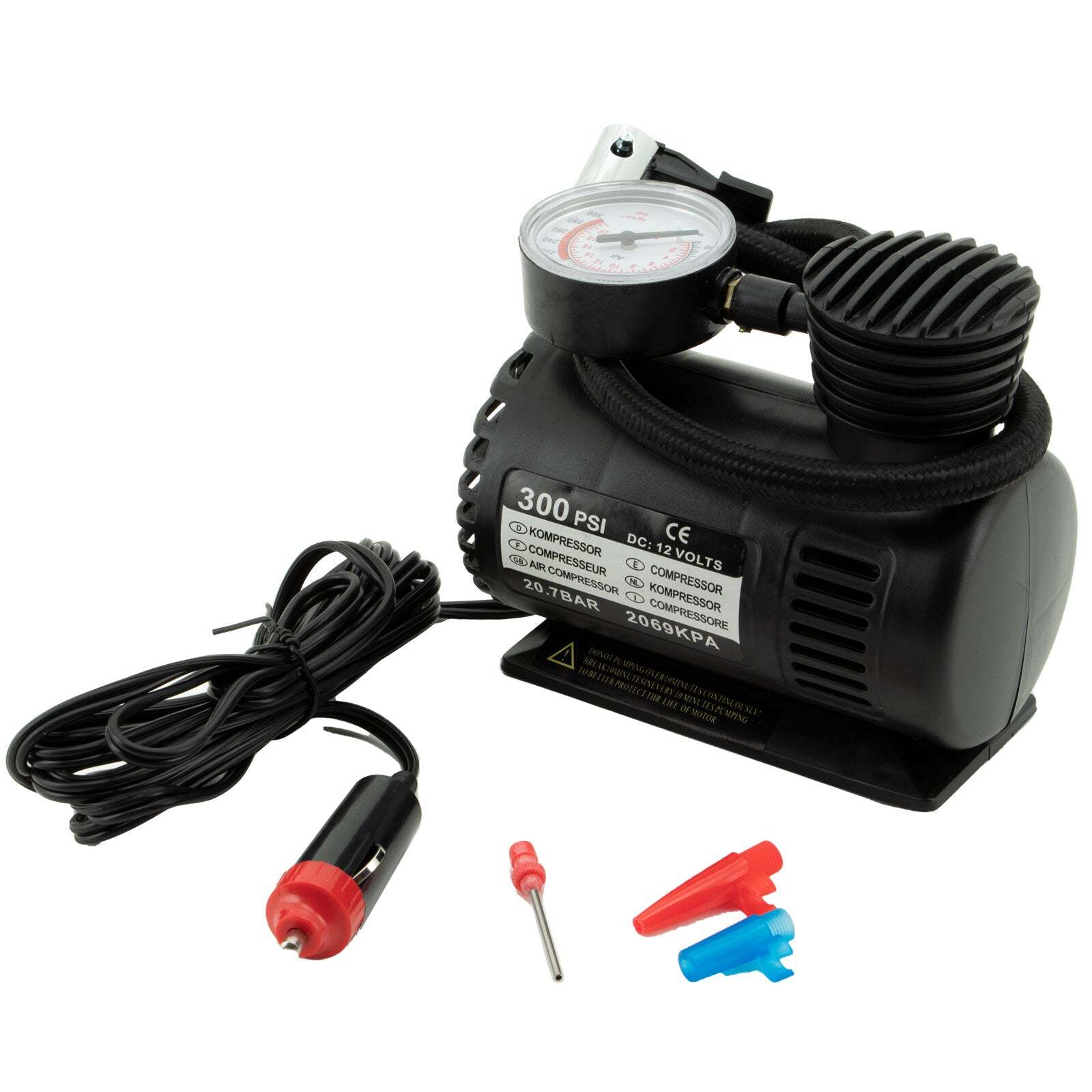 Auto Essentials 12 Volt Mini Air Compressor with 300PSI Dial Gauge | eBay
