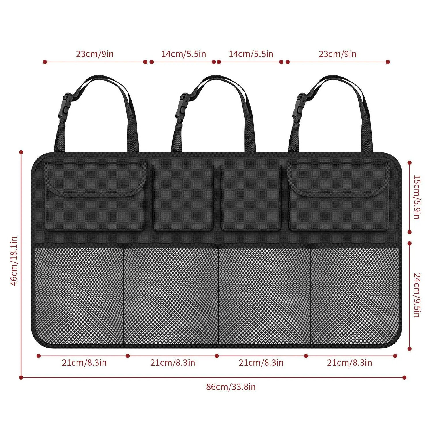 Vinsani Deluxe Car Boot Storage Bag Multi-Pocket Backseat Hanging ...
