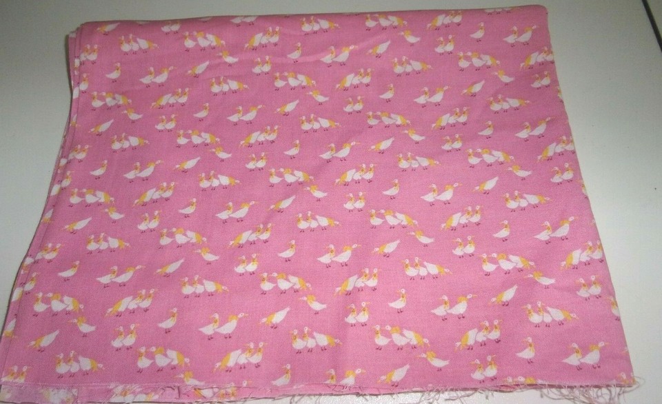 PINK FABRIC WITH WHITE DUCKS WEARING YELLOW SCARVES - COTTON, 1 YD - 44 ...