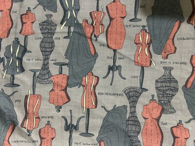 Fabric Traditions cotton Vtg 90s Dress Form Seamstress Sewing Room 74 ...