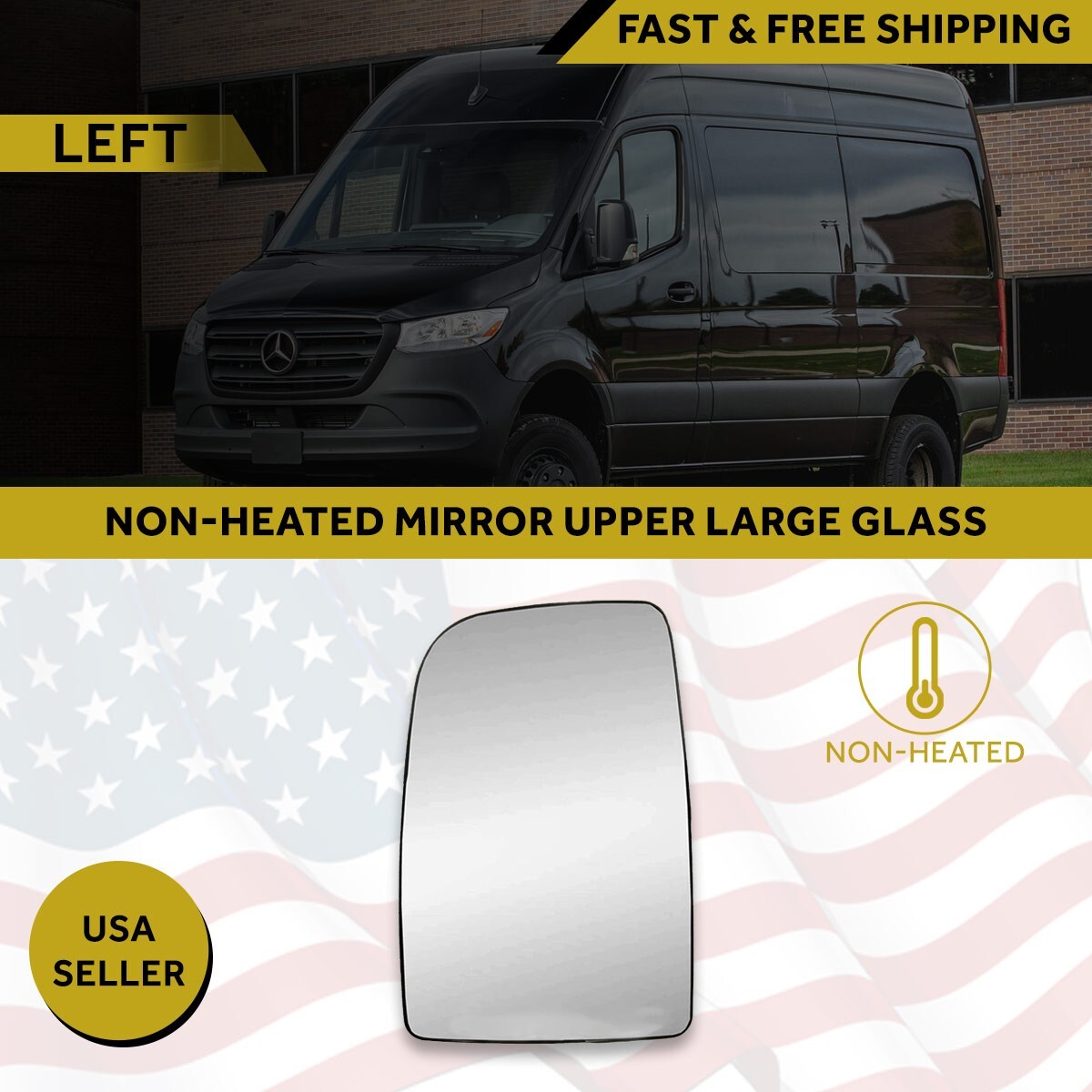 Mercedes Sprinter Mirror Glass Large Non-Heated Left Driver Side 2007 ...