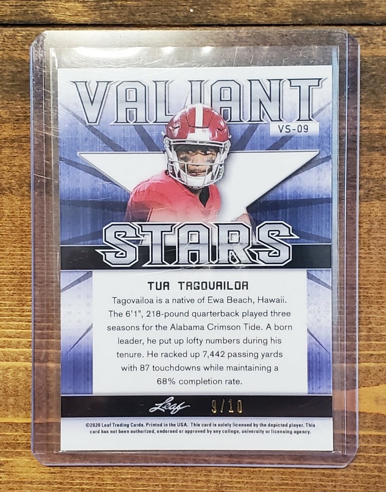2020 Leaf Valiant Best of Sports Stars Gold Tua Tagovailoa Rookie RC ...