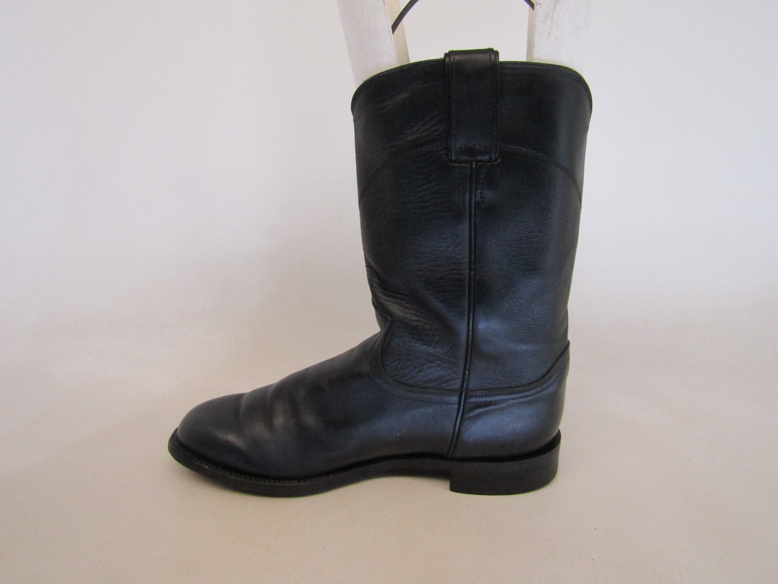 Justin Roper Mens Size 7.5 D Black Leather Cowboy Western Boots | eBay