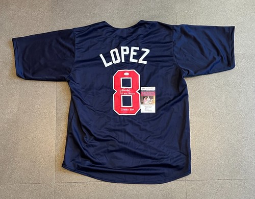 JAVY LOPEZ BRAVES SIGNED AUTOGRAPHED NAVY "WS CHAMPS" CUSTOM JERSEY SZ ...