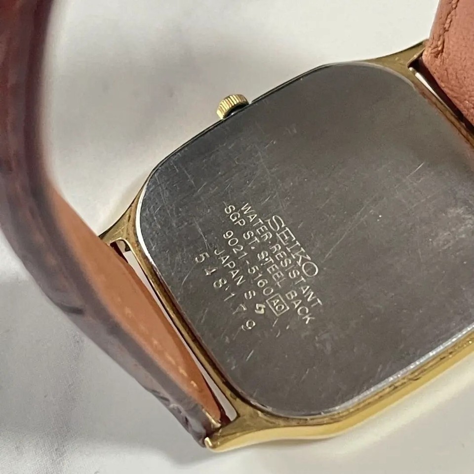 Seiko Antique Square Men's Quartz Wristwatch Used Brown Leather Band ...