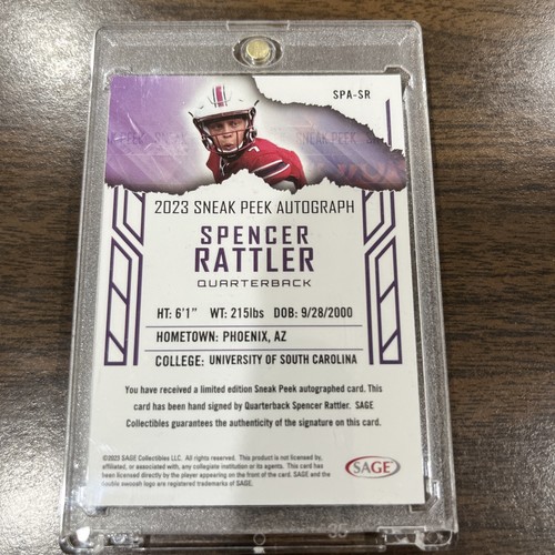 2023 SAGE Low Series - Sneak Peek Autographs #SPA-SR Spencer Rattler ...