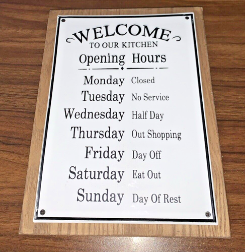 Standing Kitchen Hours Funny Wood Decor Sign, Rustic Kitchen Wooden ...