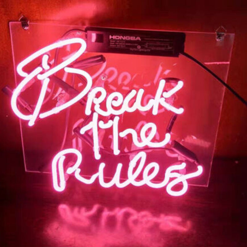 Break The Rules Neon Sign Light Beer Bar Pub Wall Hanging Handcraft ...