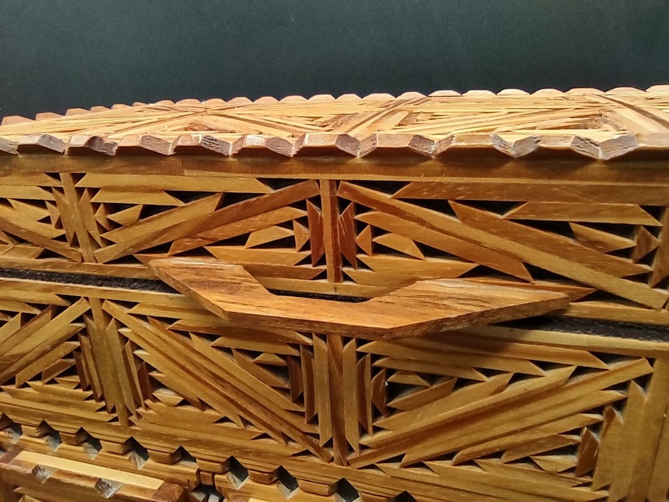 Vintage Matchstick Prison Art 8.25" H x 12" W Jewelry Box Folk Art | eBay