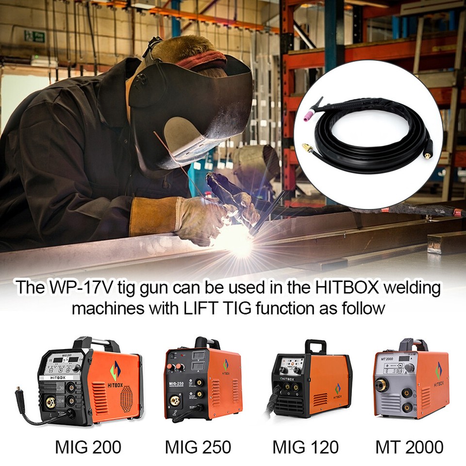 TIG Welding Gun Torch WP17V 150Amp 4M TIG Welder Gun Fit For MIG ...
