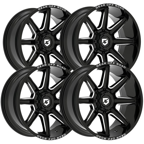 (Set of 4) Gear 765BM Ridge 20x10 6x135/6x5.5" -19mm Black/Milled ...