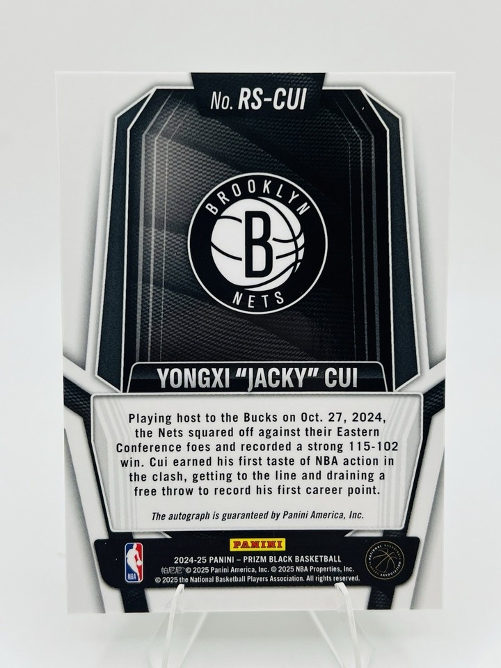 2024-25 Panini Prizm Black-Yongxi Jacky Cui Rookie Signatures Silver # ...