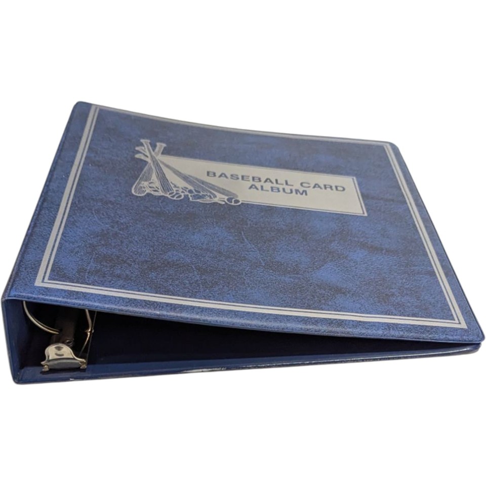 Vintage Baseball Card Album Binder 3 Ring Blue Bats Balls 90s | eBay