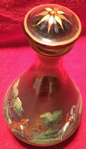 Fox Hunt Hunting Hand Painted Glass Bottle Decanter | eBay