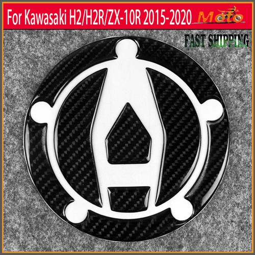 3D Carbon Fiber Fuel Tank Cap Cover Sticker For Kawasaki H2/H2R/ZX-10R ...