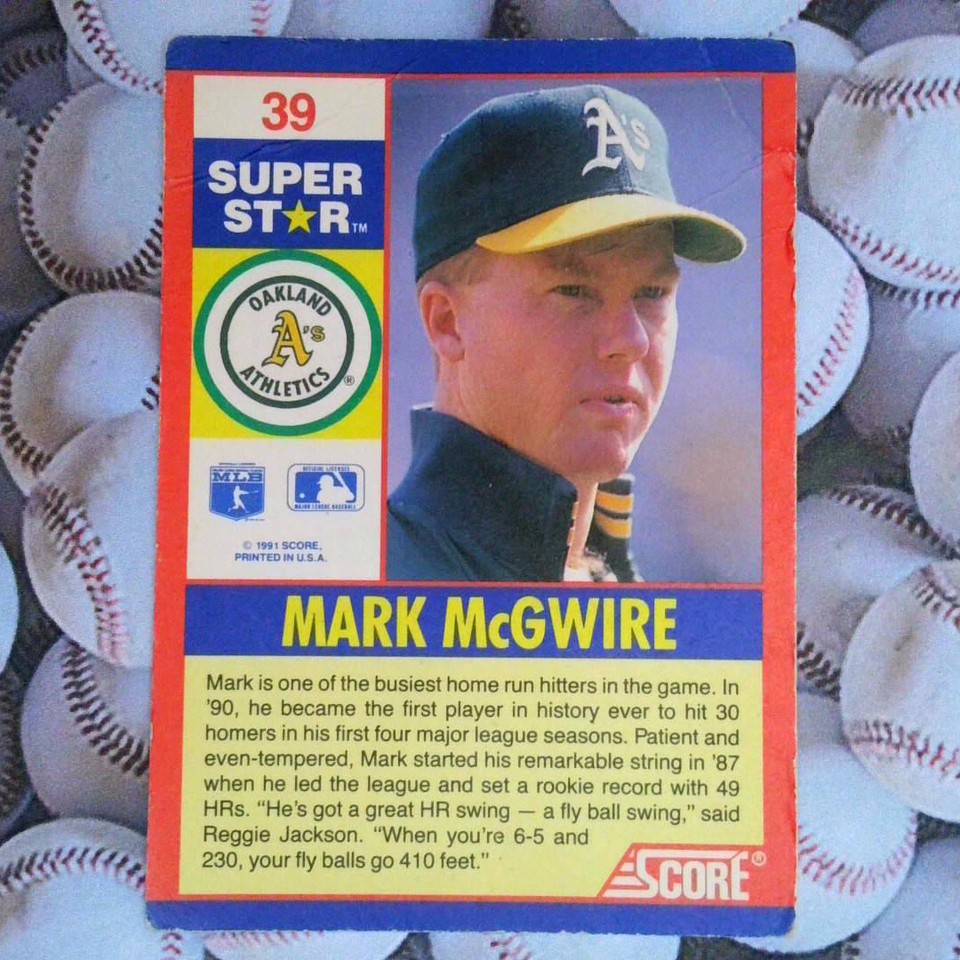 VTG MLB 1991 Score Superstar Baseball Card #39 Mark McGwire Oakland ...