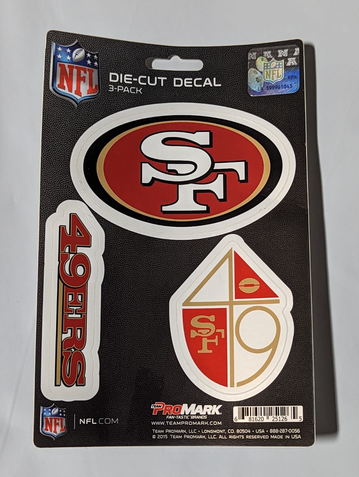 San Francisco 49ers 3-Pack Die-cut Decals Stickers Sheet Measures 5" x ...