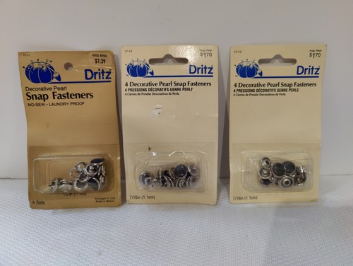 Dritz Decorative Pearl Snaps Fasteners Round 7/16" Set of 4. 3 Packages ...