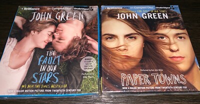 Lot Of 2 NEW John Green Audiobook CDs Fiction Fault In Our Stars Paper ...