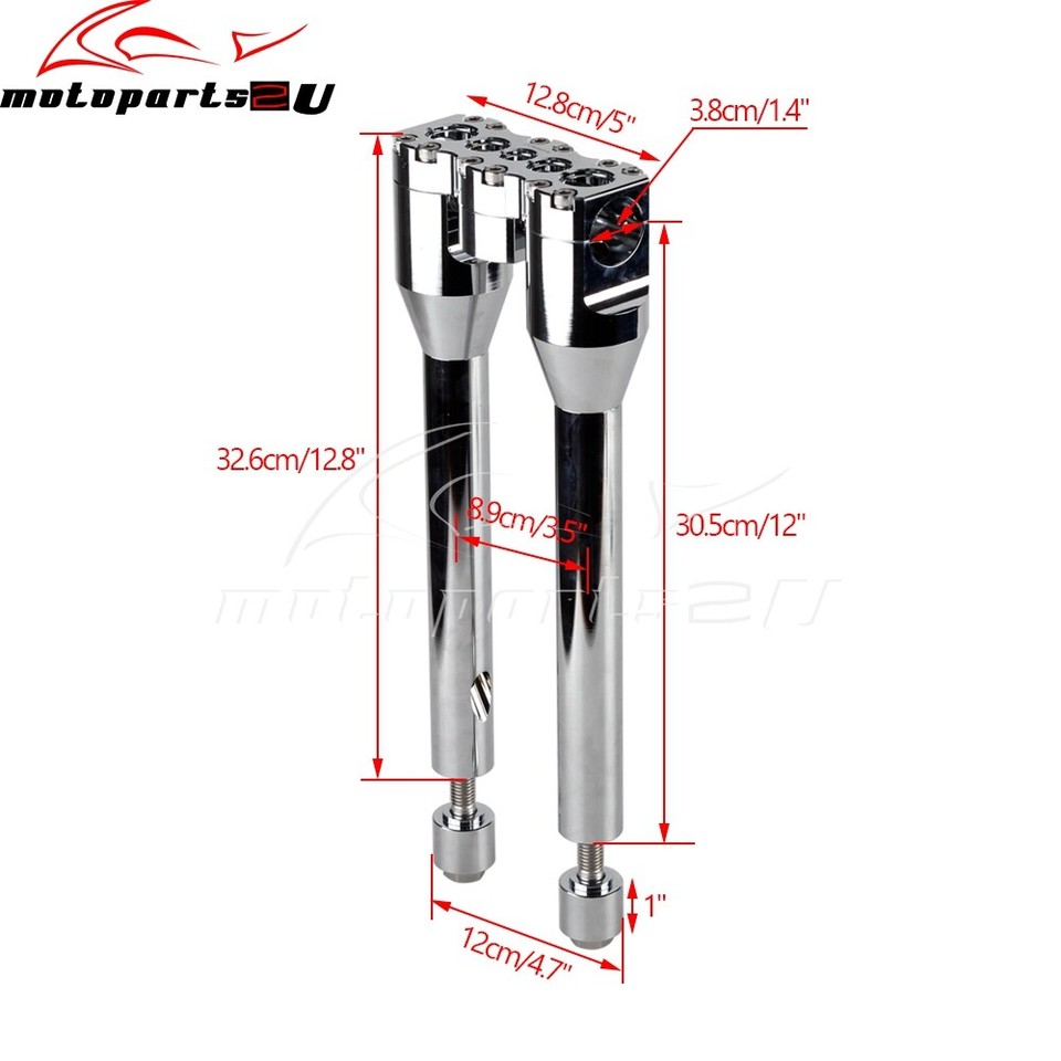 Universal 1-1/2" 38mm Motorcycle Handlebars Drag Bar 12'' Riser For ...