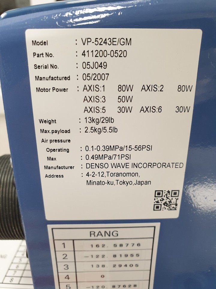DENSO WAVE VP-5243E/GM 5-Axis Robot + RC7M-VPG5/6CA-BP CONTROL | eBay