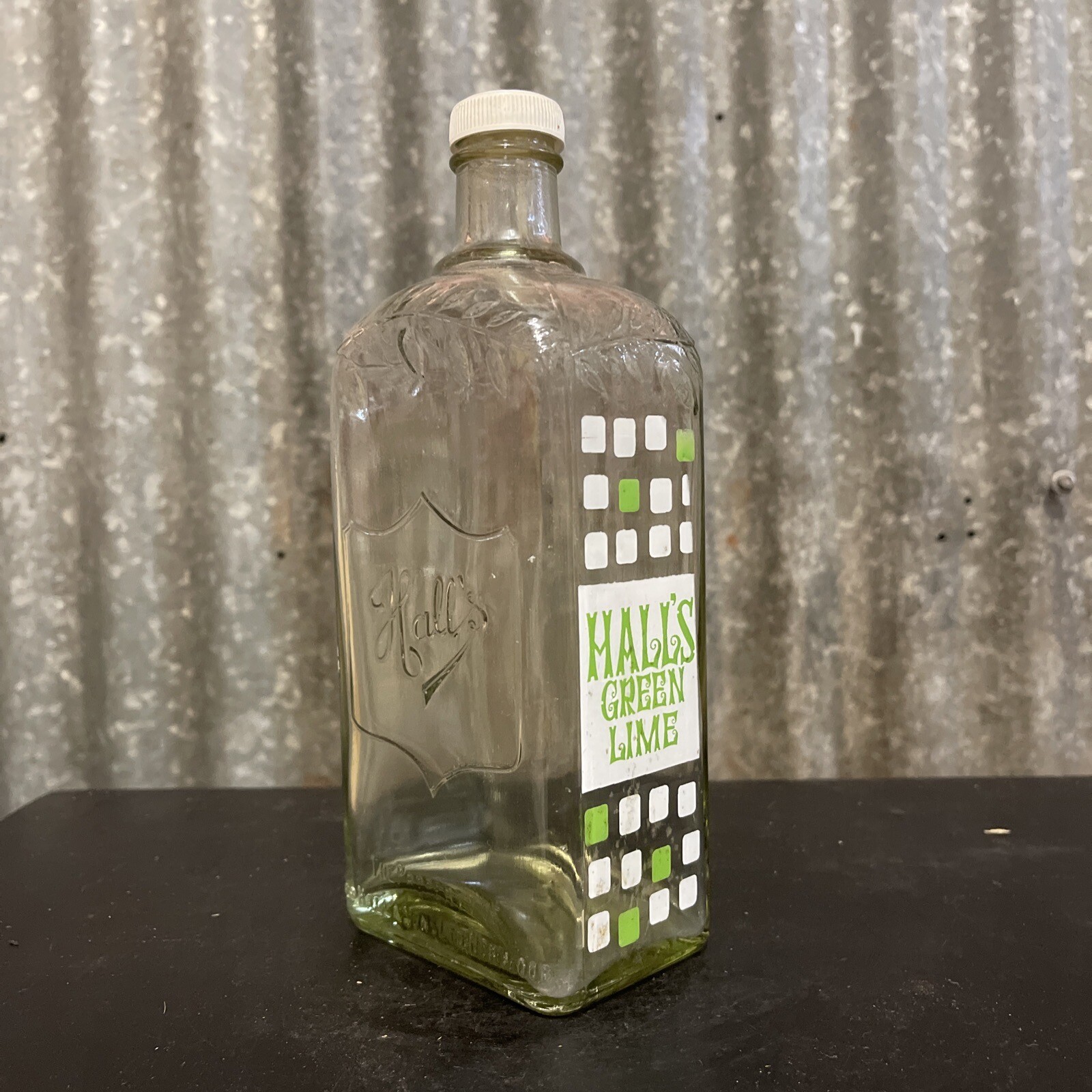 HALLS GREEN LIME Vintage Ceramic Label Australian Cordial Soft Drink ...