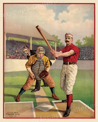 1890s Baseball Batter 1895 Classic Sports Baseball Game Poster - 24x30 ...