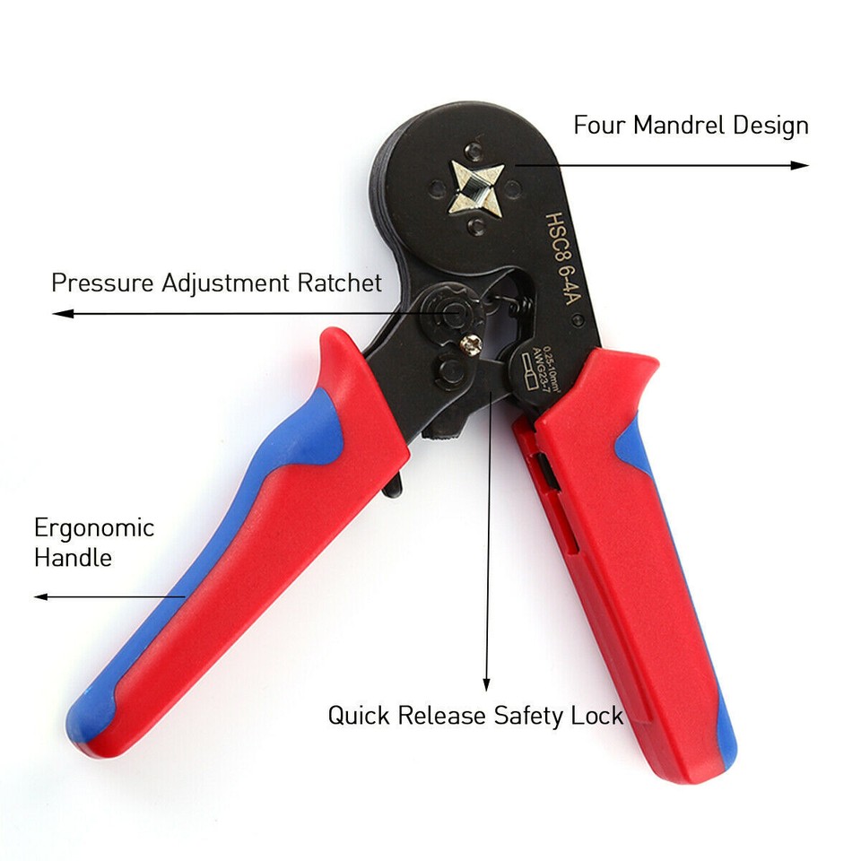 Ratchet Ferrule Crimper Pliers Crimping Tool Cable Electrical Wire ...