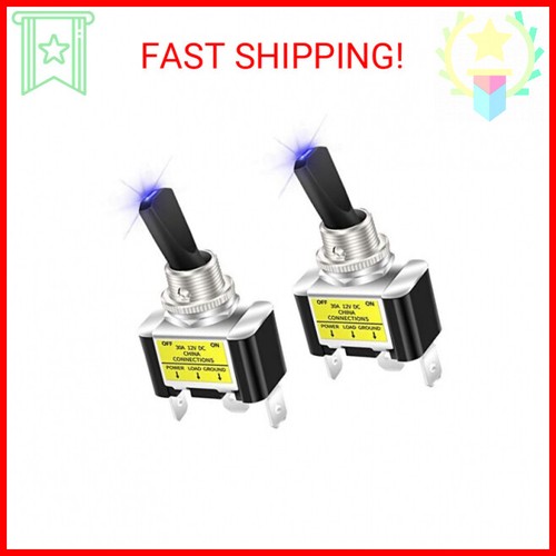 DaierTek 12V Blue LED Lighted Toggle Switch 30 Amp 12 Volt Toggle ...