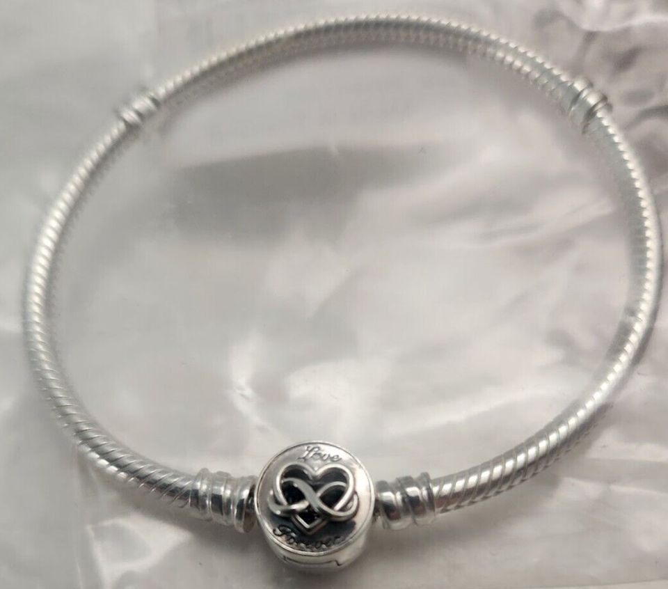 Pandora Moments Heart Infinity Clasp Snake Chain Bracelet #599365C00-17 ...