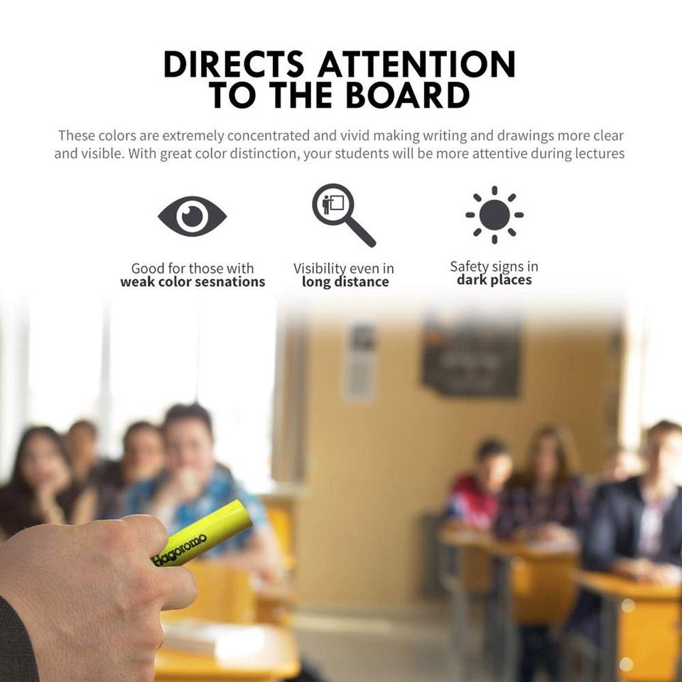 Hagoromo Fulltouch Luminous Chalk 1 Box, Non-Toxic, Dustless [72 Pcs/6 ...