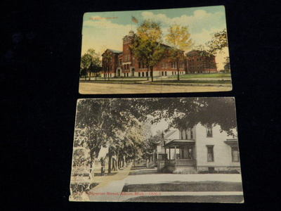 Superior Street Scene Albion Michigan HIGH SCHOOL 1912 Color 2 Postcard ...