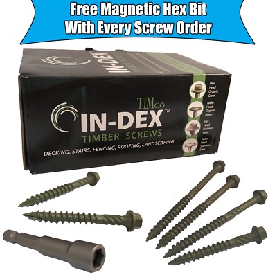 6.7 HEX HEAD LANDSCAPE WOOD SCREWS SLEEPER DECKING TIMBER FIX LOK IN ...