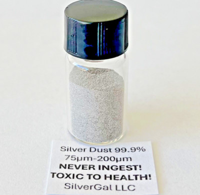 Silver 10 g .999 (75μm-200μm) metal powder dust micron size colloidal ...