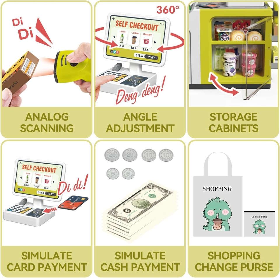 Cash Register Playset for Kids - 48PCS Pretend Play Money, Calculator ...