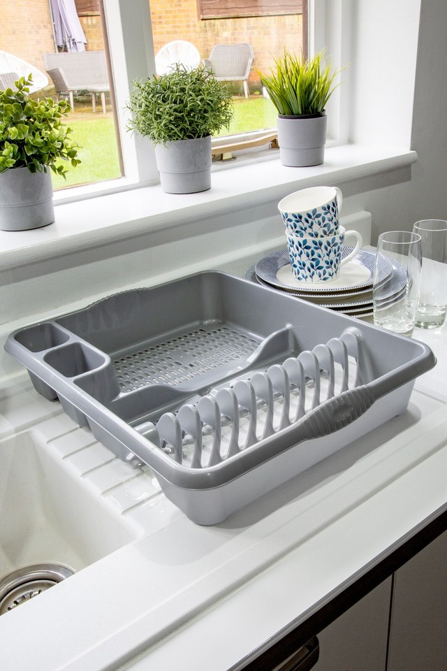 32cm Square Washing Up Bowl, Large Cutlery ,Dish Drainer & Sink Tidy ...