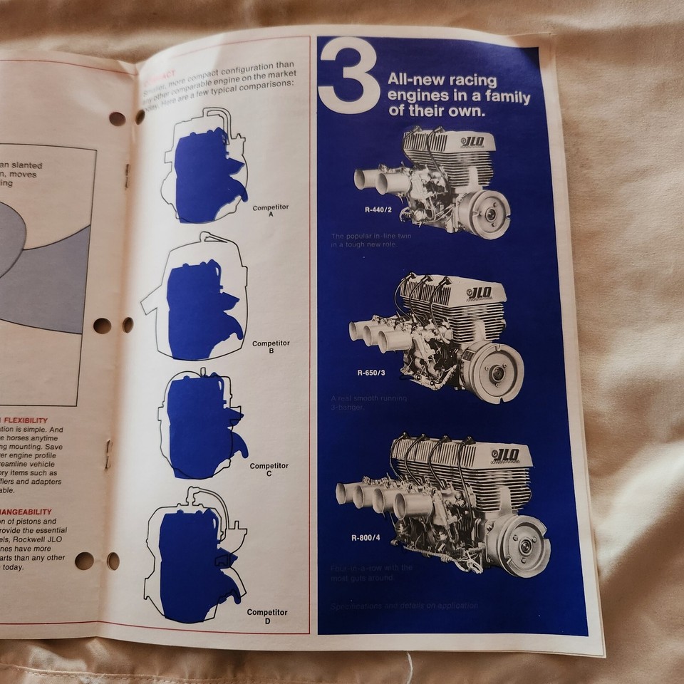 1970's Rockwell JLO Snowmobile Engines Brochure Genuine Factory ...