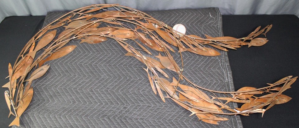56" School of Fish brutalist metal wall sculpture signed C. Jere 1979 ...