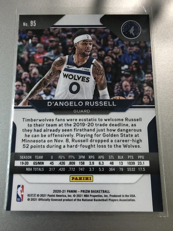 2020-21 Panini Prizm Basketball D'Angelo Russell Base #95 Minnesota ...